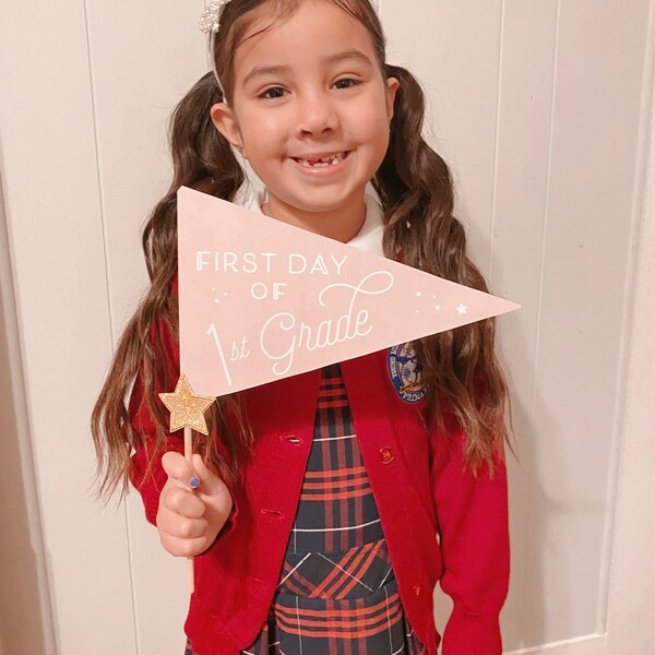 First Day of 1st First Grade Pennant Flag Printable Homeschool School ...