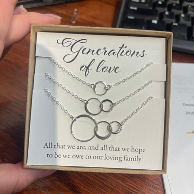 Generations Necklace, Sterling Silver Necklace, Grandmother, Mother ...