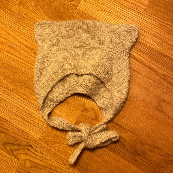 Baby Pixie Bonnet Hat,wool Knitted Beanie With Ties,alpaca Kid Soft Cap Rust Red - Etsy