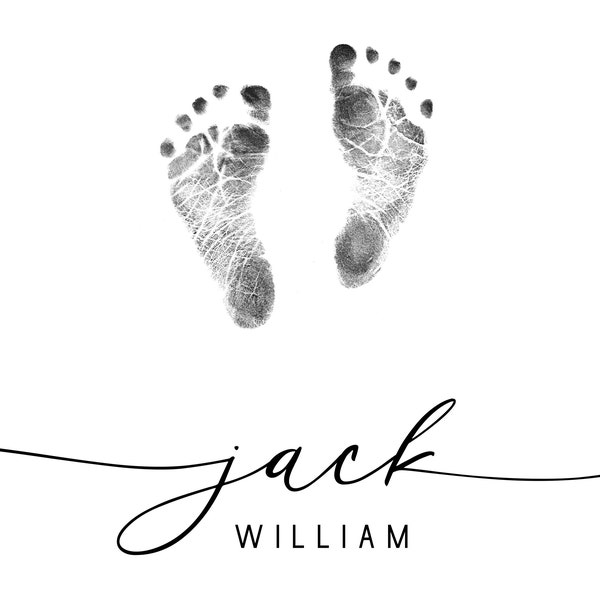 Personalised Birth Print, Newborn Footprint, Baby Footprint Art, Birth ...