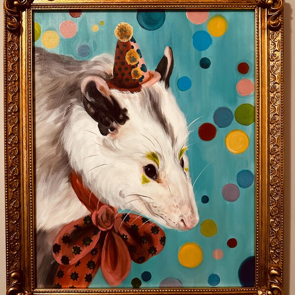 Clown Art, Possum Art, Clown, Possum Wall Hanging, Parody Art, Funny ...