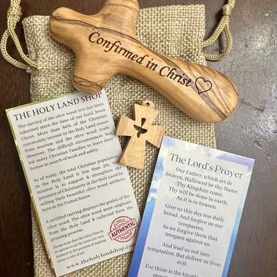 Personalized Olive Wood Comfort Cross Hand-held Palm Praying Cross ...