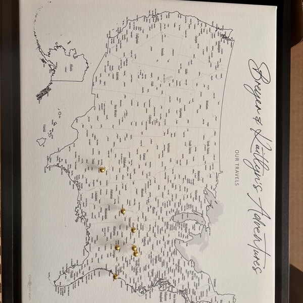 Push Pin Mini USA Travel Map - Cities & States Labeled - Personalizable ...