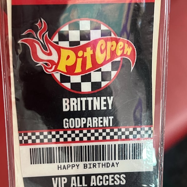 Pit Crew Badge,cars Birthday Party,vip All Access Badge,pit Crew ID ...