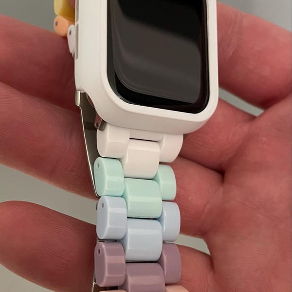 Starlight Color Apple Watch Band Resin Bracelet Strap Pink White 40 41 ...