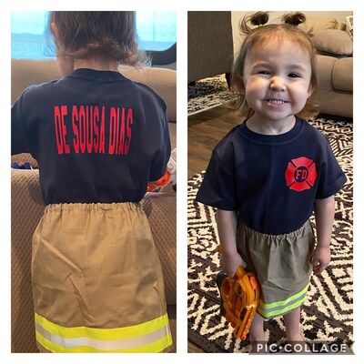 Firefighter Toddler Girl Outfit Skirt, Birthday Shirt Gift, Fireman ...
