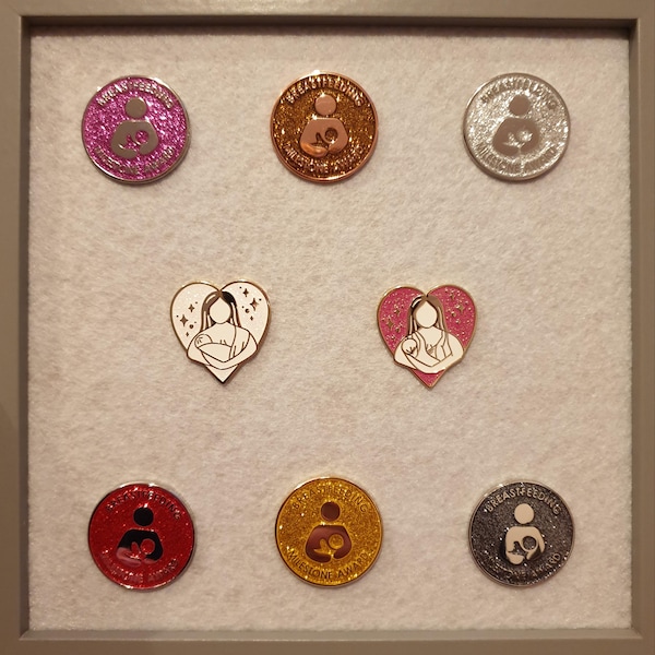 Grey Enamel Pin Badge Display Frame - Felt and Cork Pin Board Storage ...