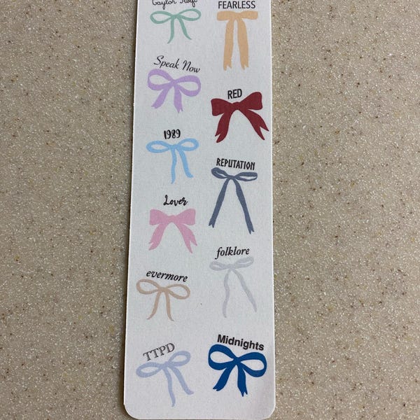 Eras Tour Inspired Bookmarks, Bow Bookmarks, Booktok, Taylor Swift ...