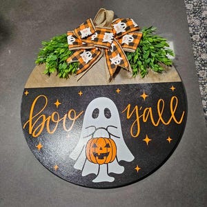 Halloween Front Door Decor Halloween Wreath Boo Y'all Ghost Halloween ...