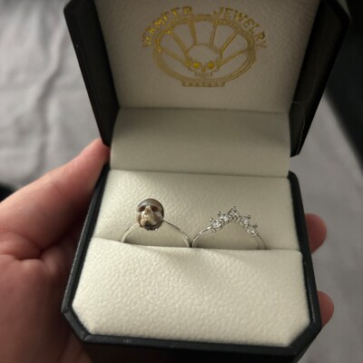 Pearl Skull Ring ''be My Queen'' With Crown 2 Pieces Silver Rings Gift ...