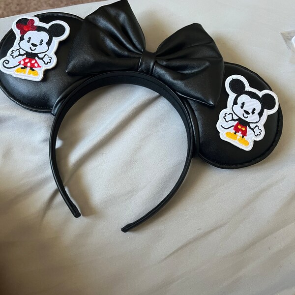 Black Faux Leather Mouse Ears / Black Mouse Ears - Etsy