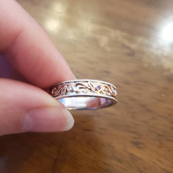 Pink Sapphire Leaf Ring Enhancer and Wraps Rose Gold Moissanite Double ...