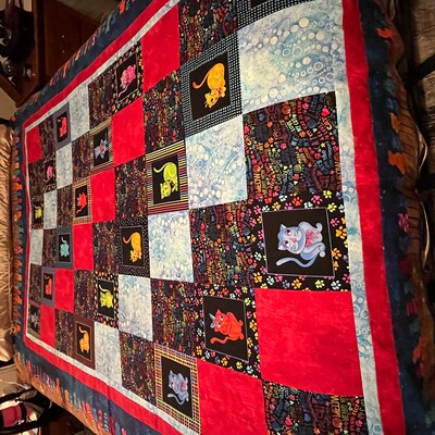 Cool Cats Fabric Panel by Loralie Designs, Cotton Fabric Panel, Novelty ...