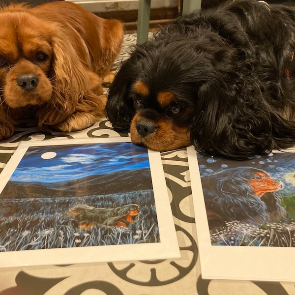 LARGE Print Cavalier King Charles Spaniel, 13 X 19 Art Print by ...