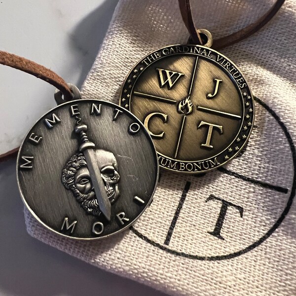 Stoic Pendant - Memento Mori, Amor Fati, the Cardinal Virtues - Etsy