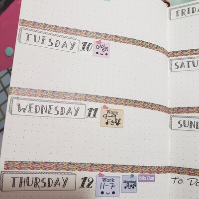 Happy Work Schedule Reminder Tracker Cute Kawaii Planner Stickers for ...