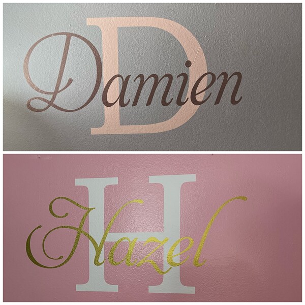 Custom Initial and Name Wall Decal - Personalized Name Monogram Wall ...