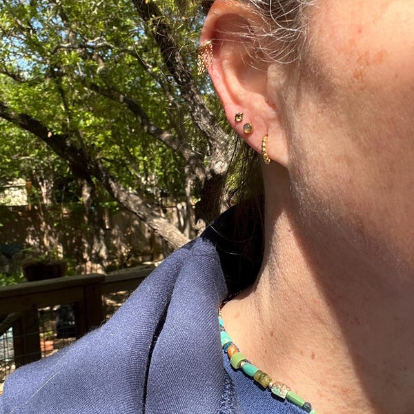 Dainty Triple Chain Emerald CZ Helix Piercing 20g, Cartilage Piercing ...