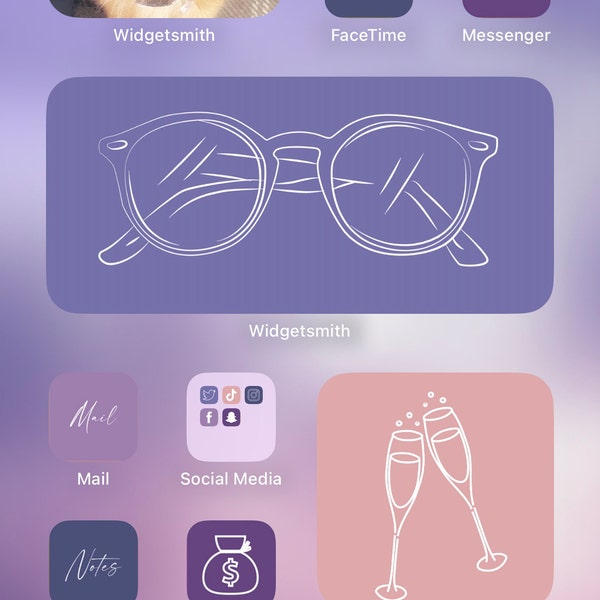 Purple Ios App Icons, Pack of 5 Different Purple Icons, Aesthetic Mauve ...