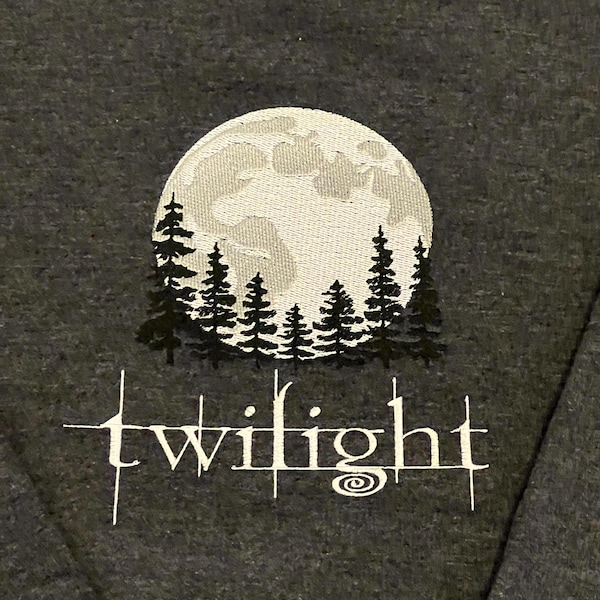 Crescent Moon and Twilight Sky Embroidery Design, Nighttime Scene, 3 ...