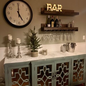 Wood Wine Rack Shelves the Ryan Wall Mounted Shelf & Hanging Stemware ...