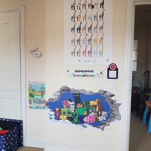 Minecraft Characters 3D Hole in the Wall Effect Self Adhesive Wall ...