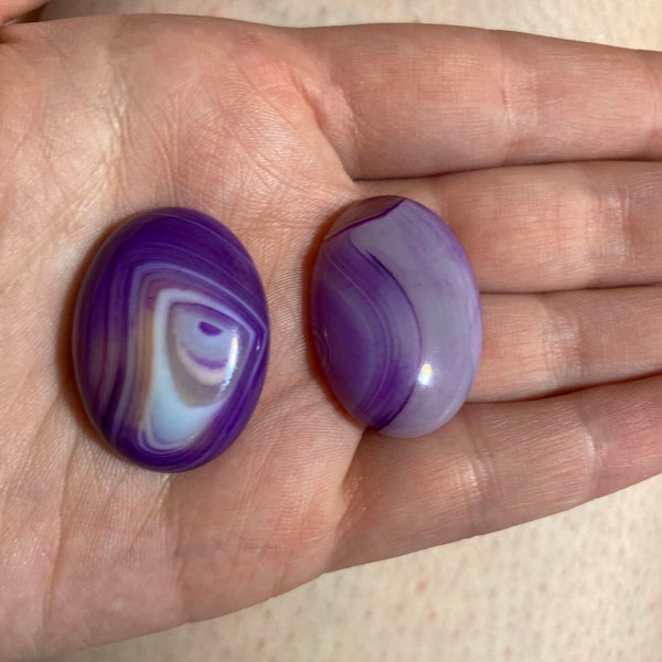 30x22x8.5mm Natural Striped Agate Gemstone Cabochon, Oval Cabochon ...