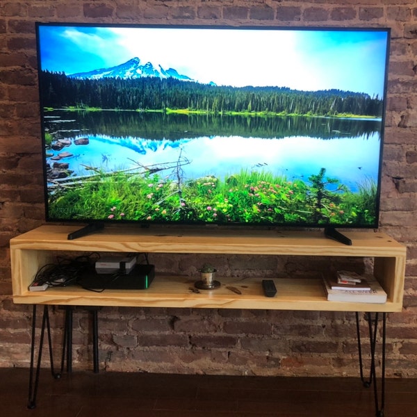 Media Console TV Table With Mid Century Hairpin Legs - Etsy
