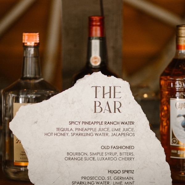 Marble Stone Bar Sign | Wedding Unique Signage | Menu Sign, Drink Sign ...
