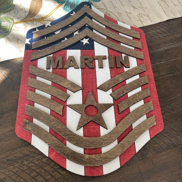 Cmsgt Plaques-rank-air Force-stripes-american Flag-line Number- Chief Master Sergeant - Etsy