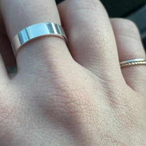 Solid Silver Band Ring for Women, Cigar Band Ring, Simple Ring, Wide ...