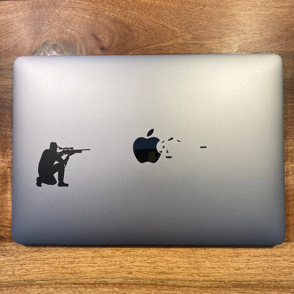 Penguin Bites the Apple MacBook Sticker Linux Tux Decal Fits Both Old ...