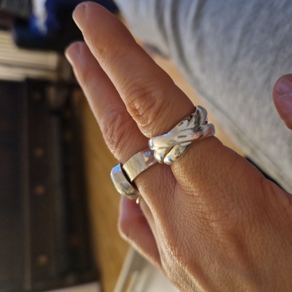 925 Sterling Silver Triple Rolling Ring: Handmade Statement Jewelry - Etsy