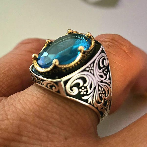 Silver Seal of Solomon Ring , Large Seal King Solomon Signet Ring , Men ...