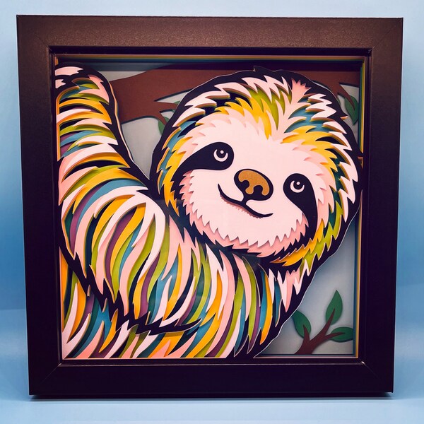 Sloth 3D Layered SVG for Cardstock/ Colorful Sloth Multilayer Cardstock ...