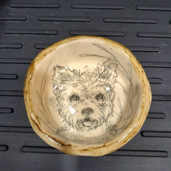 Adorable PUG Dog, Hand Drawn on Hand Made Ring Dish, Cream With ...
