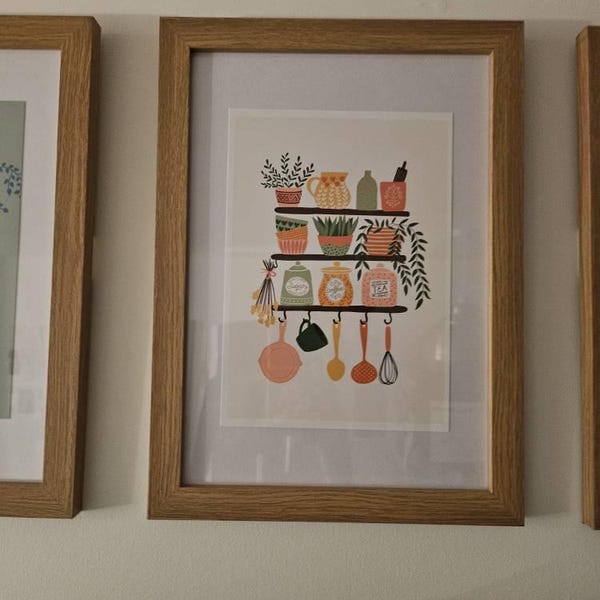 Colourful Kitchen Print // Kitchen Wall Decor, Kitchen Illustration ...