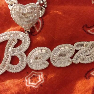 Custom Icy Baguettes Nameplate Necklace Cuban Chain CUSTOM Name ...