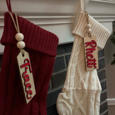 Personalized Christmas Stocking Tag Stocking Tag With Beads - Etsy
