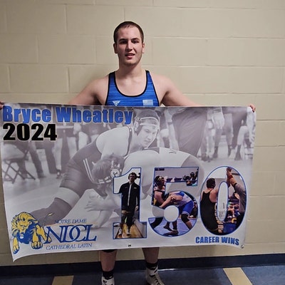 Printed Vinyl Wrestling Custom Sports Banner 100 Wins 125 Wins Senior ...