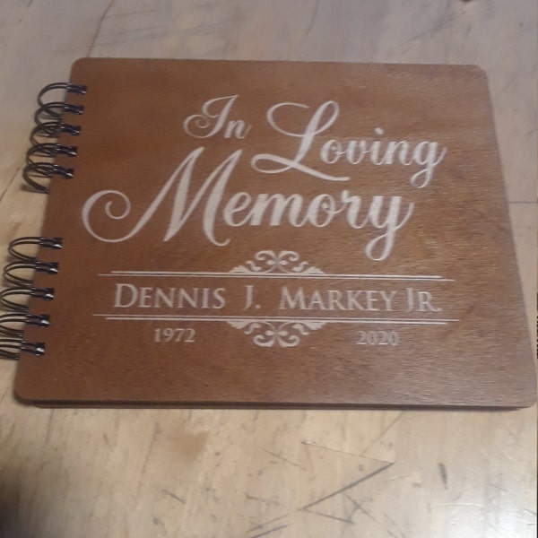 In Loving Memory Funeral Guest Book 8.5x7 Wood Custom Personalized ...