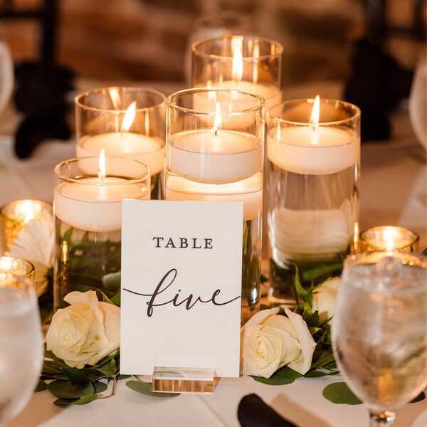 FROSTED Glass Look Acrylic Table Number Sign With Stands, Perspex ...