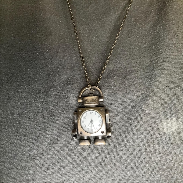 Robot Pocket Watch Necklace, Clock Necklace - Etsy