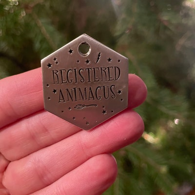 Starry Night Pet ID Tag Dog Tag for Dogs Pet Name Tag Hand Stamped ...