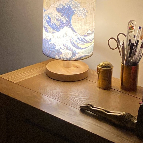 Hokusai Wave Table Lamp: Japanese Art Decoupage USB Night Light - Etsy