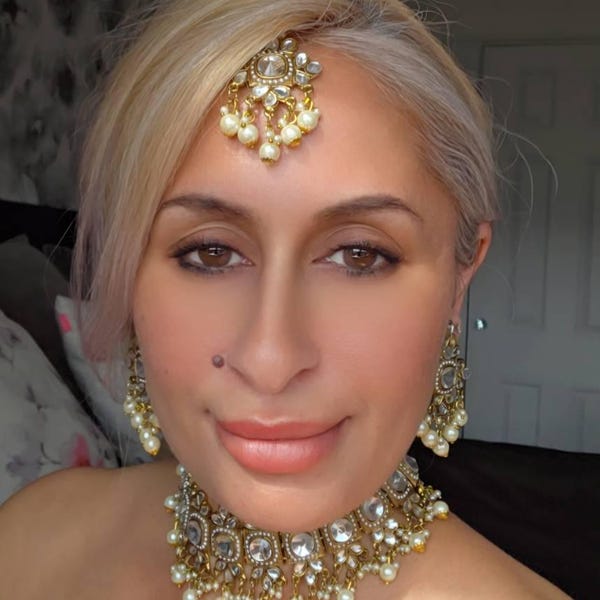 Silver Bridal Set - Pearl Indian/ Pakistani Style With Jhumka Earring ...