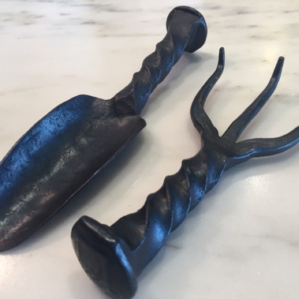Garden Tools, Handforged Iron, Spring Garden, Rake and Trowel ...