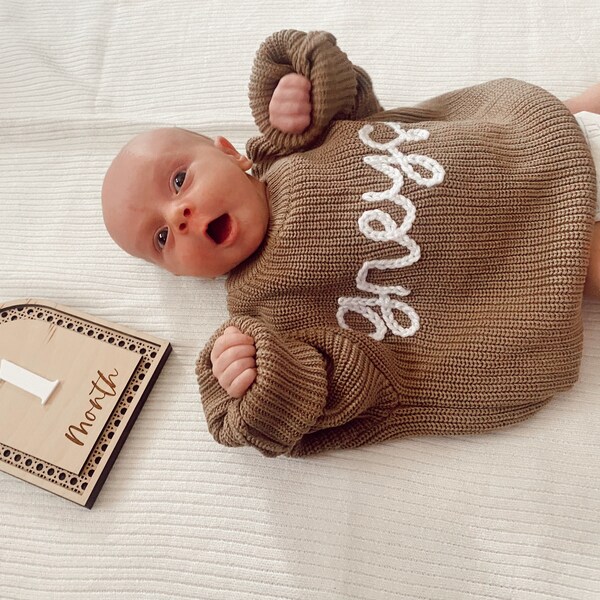 Custom Embroidered Baby Sweater: Personalized Knit Toddler Gift - Etsy