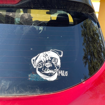 Custom Pet Portrait Car Decal, Personalized Dog Car Sticker, Cat Decal ...