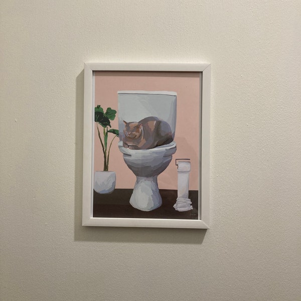 Set of Two Toad Bathroom Prints. Toad in the Bath, Frog on the Toilet ...